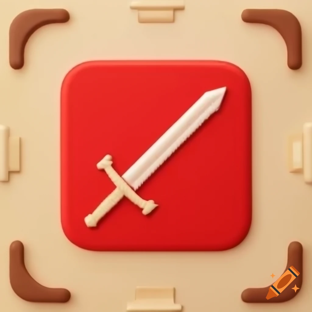Stylized red sword icon symbolizing 'Attack' in board game on Craiyon