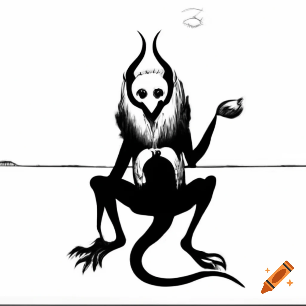 Black and white silhouette of Finnish water demon nixie above water on ...