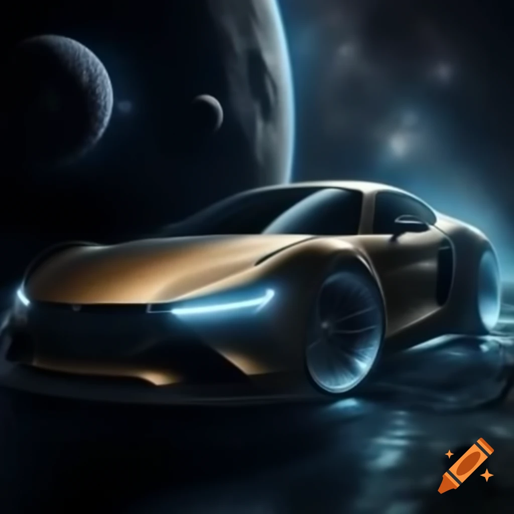 Realistic 4K image of a car in space on Craiyon