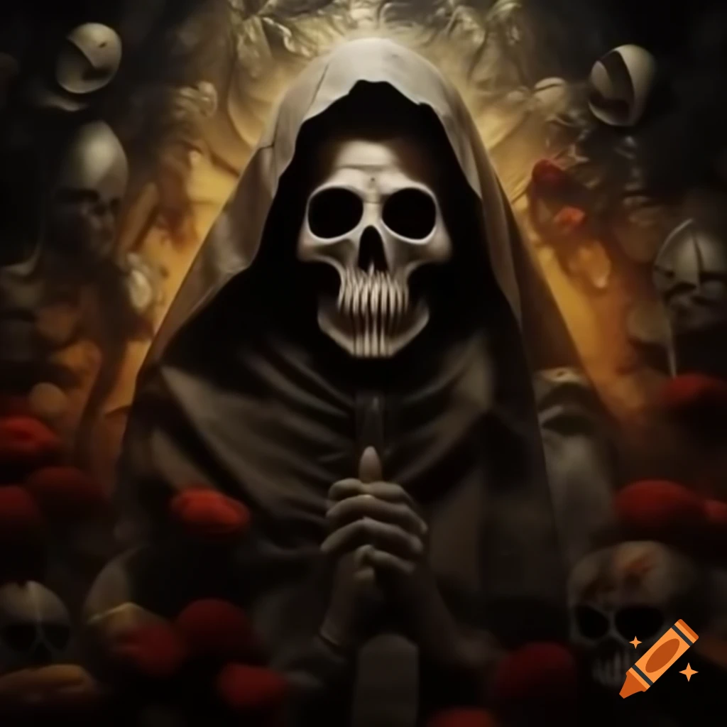 High definition depiction of Santa Muerte from Aztec culture on Craiyon