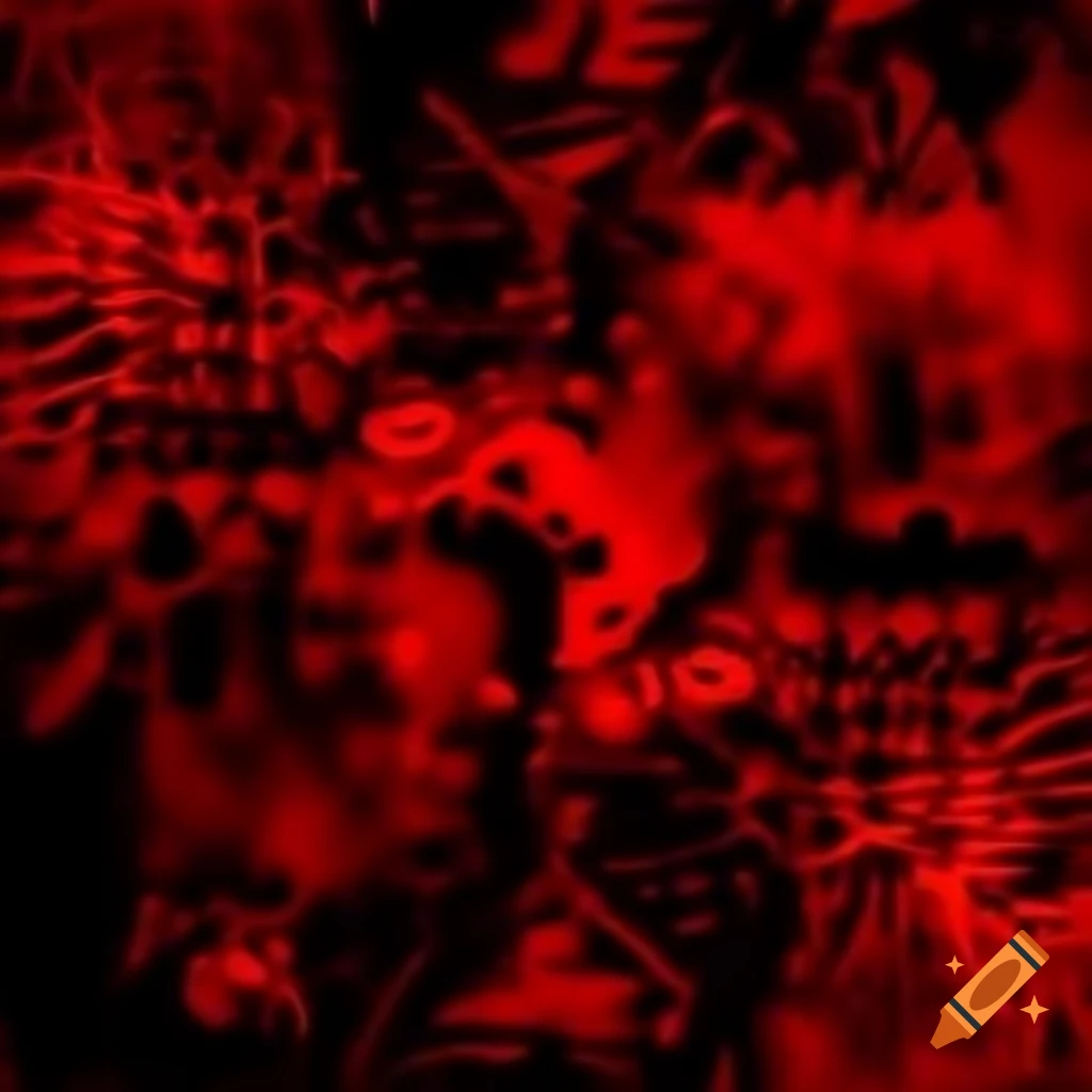 Abstract album art featuring chaotic red tones on Craiyon