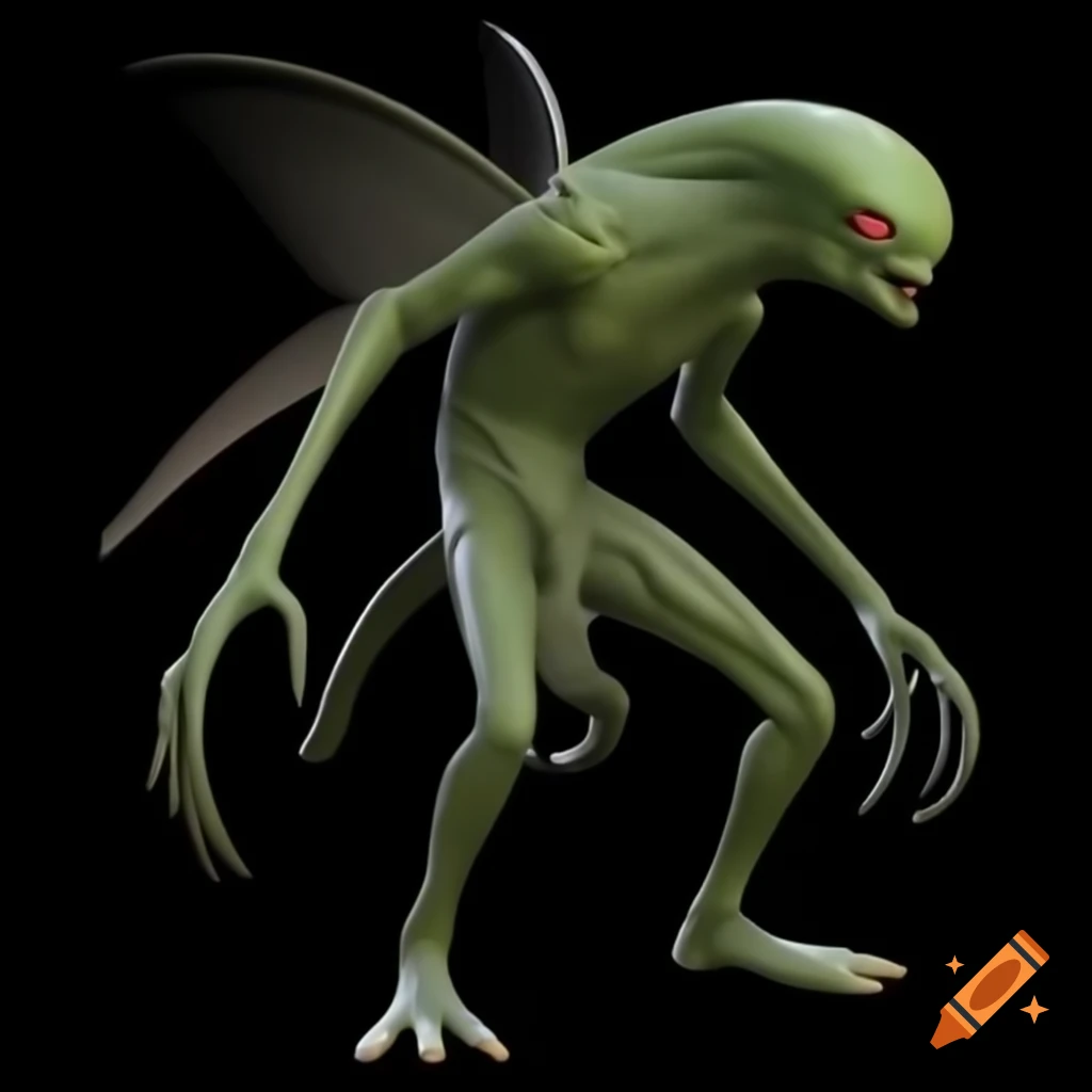 Alien creature with fish-like head and muscular humanoid body, digital ...