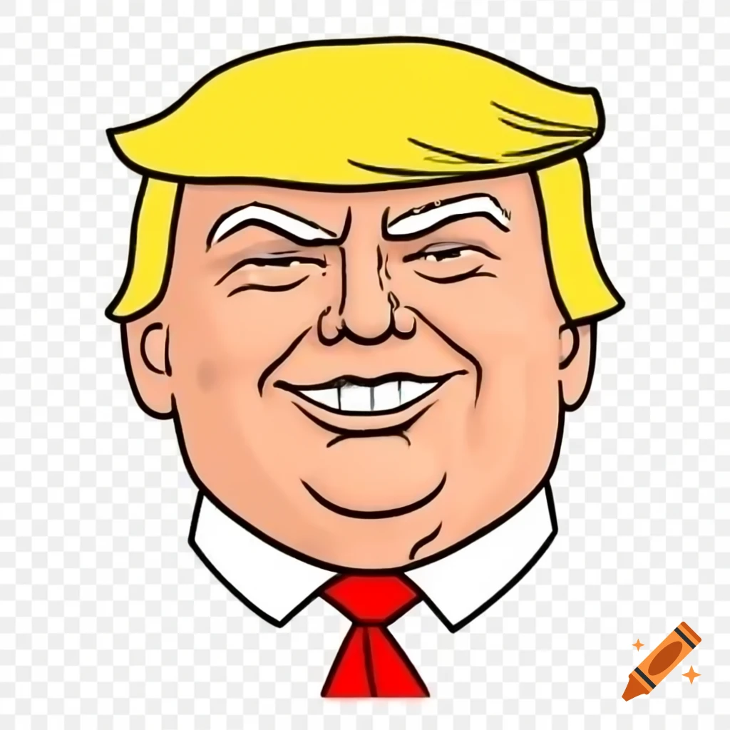 Cartoon depiction of Donald Trump face on Craiyon