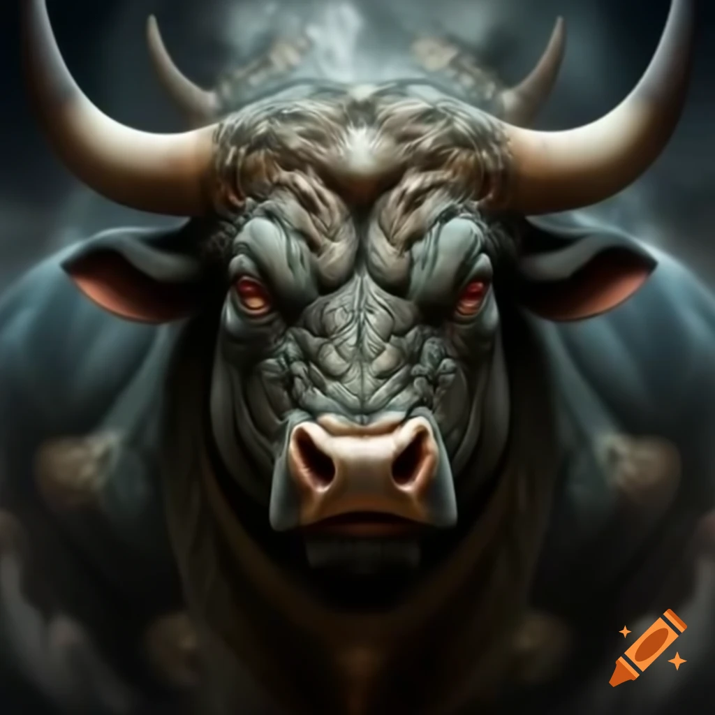 Realistic portrait of the fierce Bull of Heaven from Mesopotamian ...
