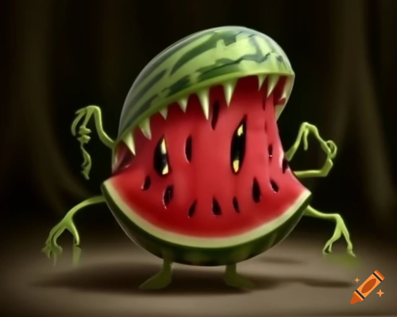 Small watermelon alien monster on Craiyon