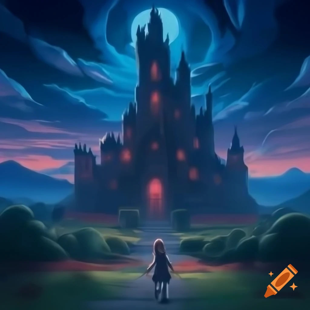 Anime styled fantasy gothic castle on Craiyon