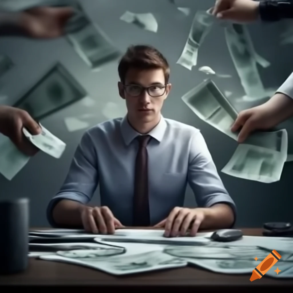 Young man learning about finance and financial terms on Craiyon