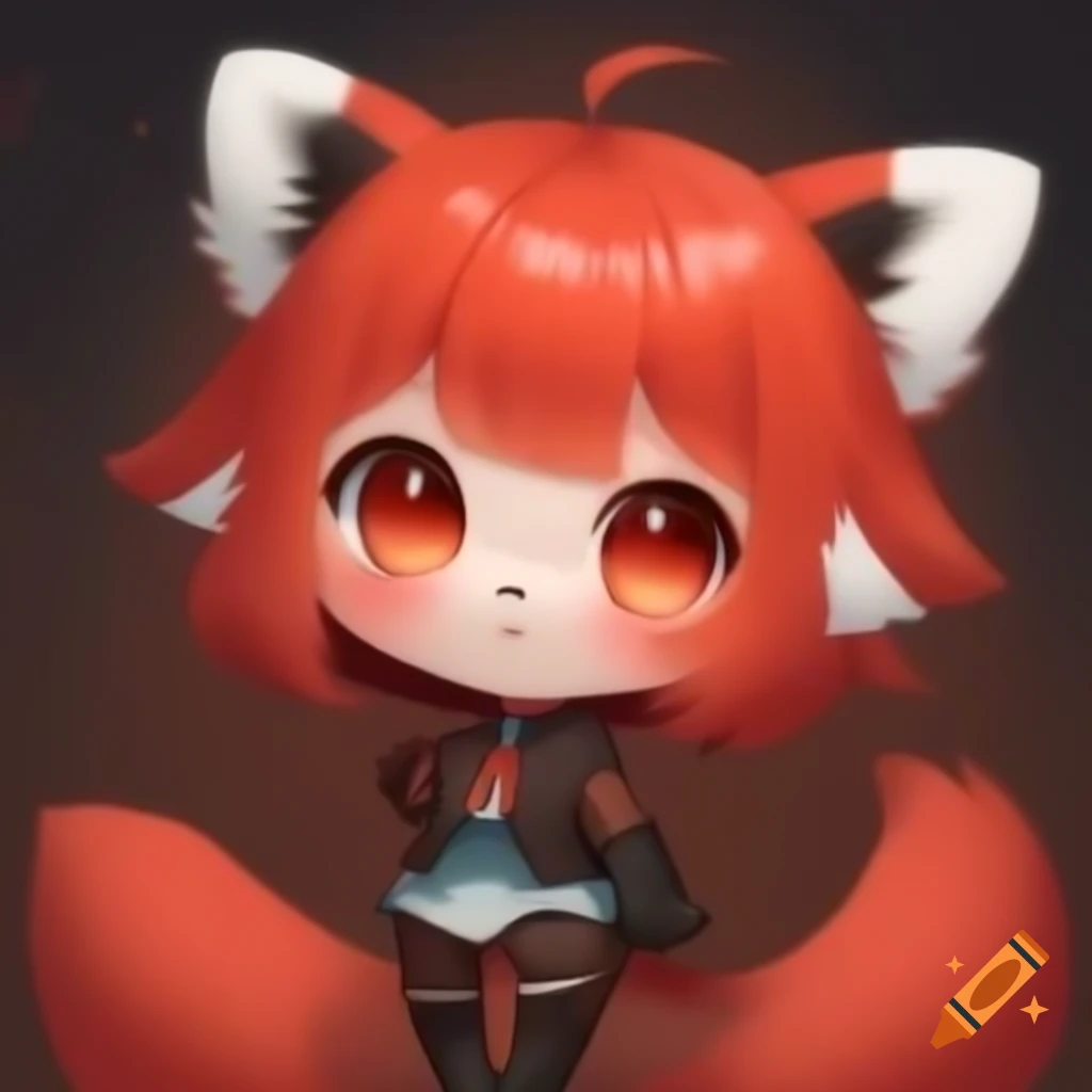 Anime chibi girl in red panda style on Craiyon