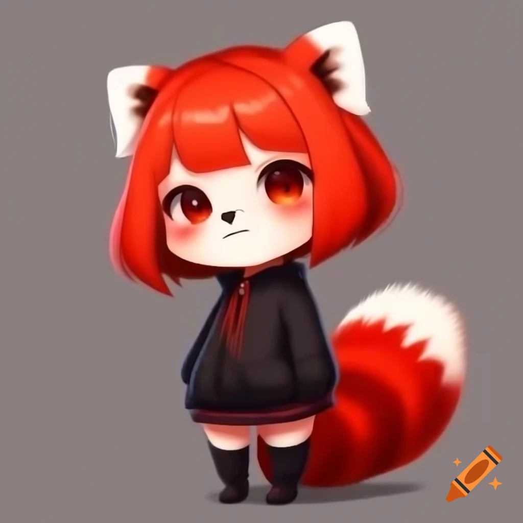 Anime chibi girl in red panda style on Craiyon