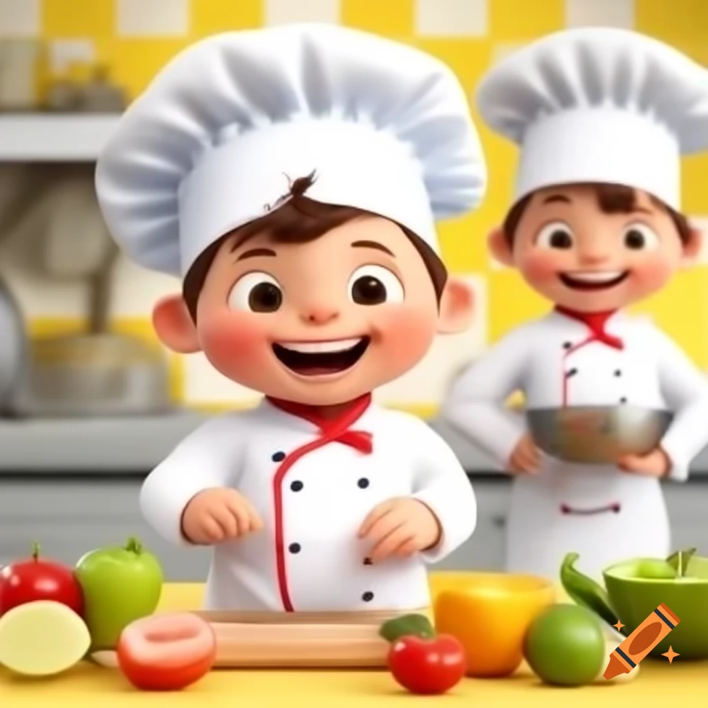 Child chef preparing food in a kitchen on Craiyon