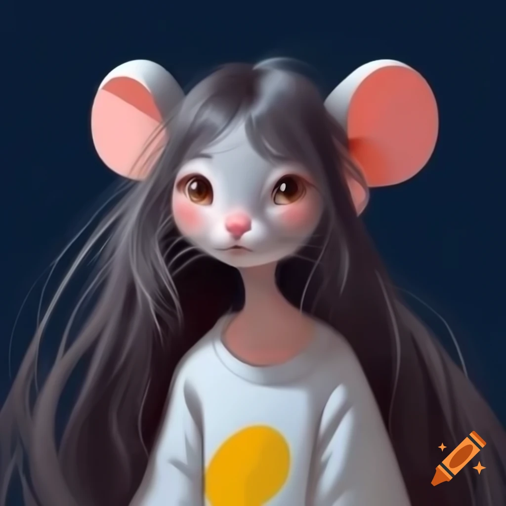 Anime style character of a girl with mouse features and long hair on ...