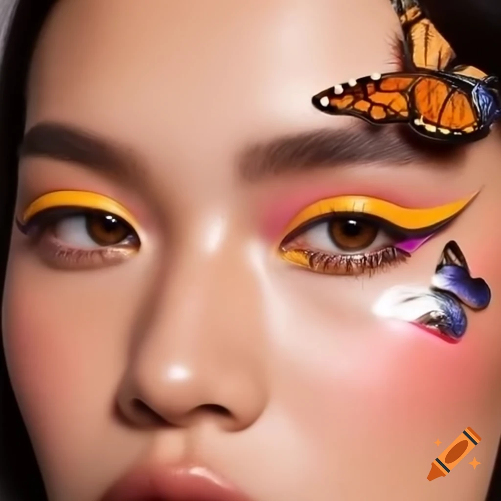 Monarch butterfly inspired eye makeup design on Craiyon