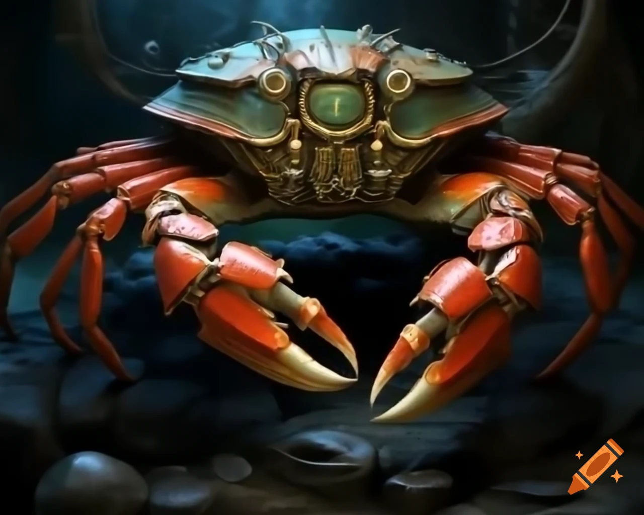Steampunk crab featuring intricate armor and design on Craiyon
