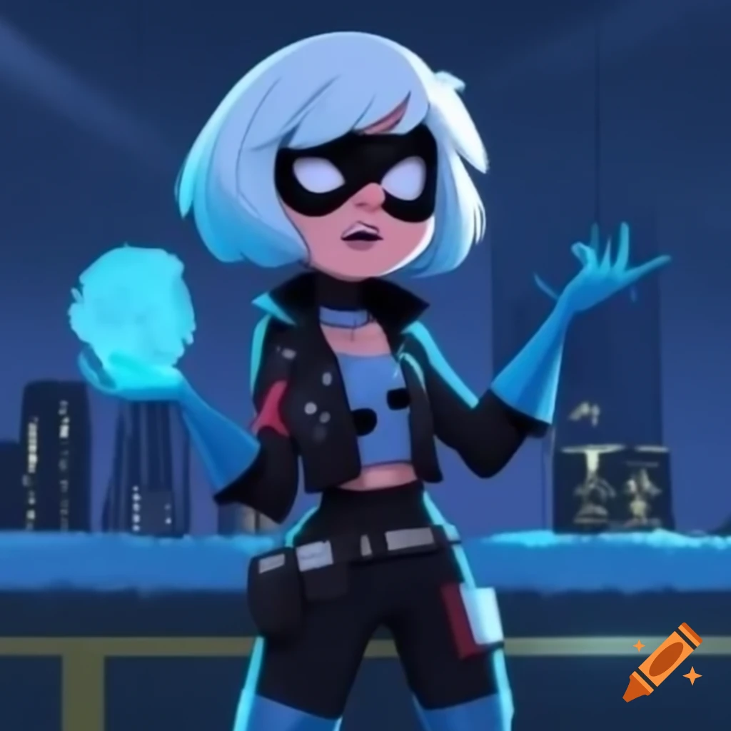 Ice themed superheroine snowbird in punk rock style, dcau aesthetic on ...