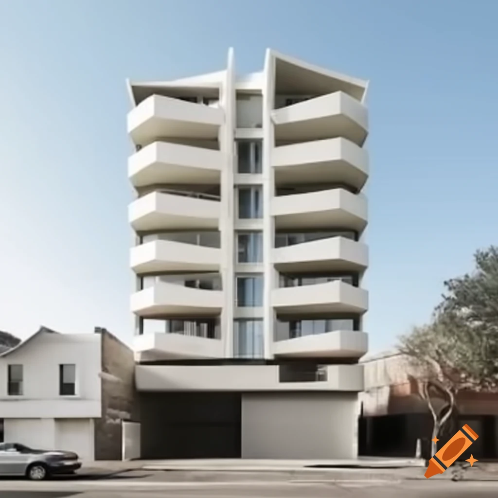 Unique eight-story residential building on Craiyon