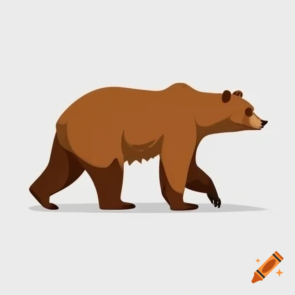 Flat vector graphic of a grizzly bear in side view on Craiyon