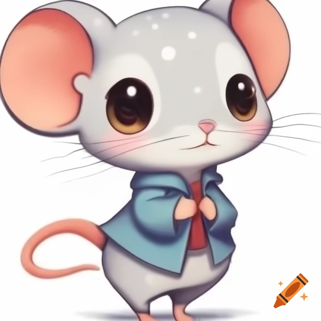 Anime chibi girl and mouse with spots on Craiyon