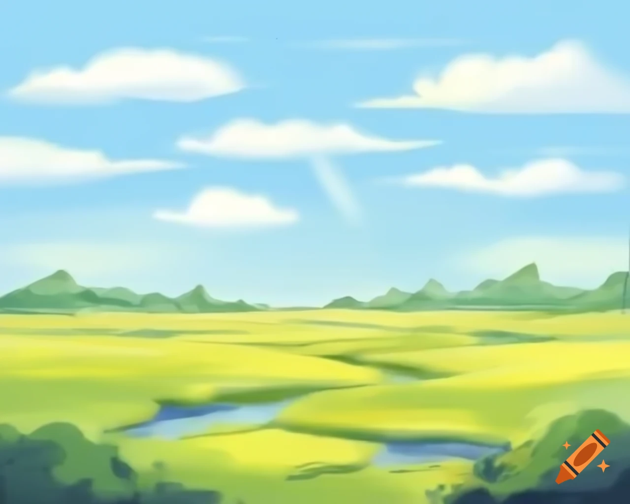 Panoramic view of a prairie drawing on Craiyon