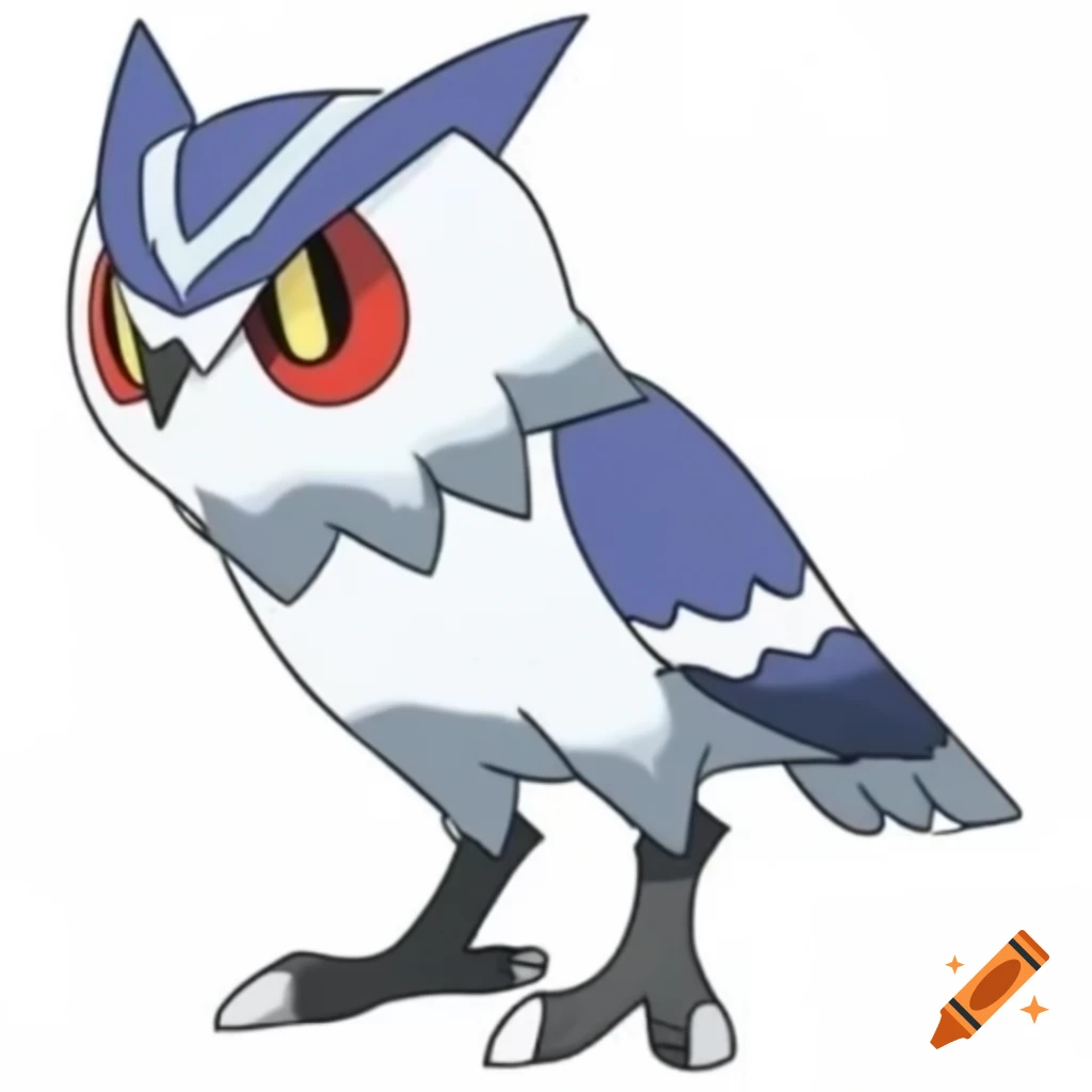 Ice type pokemon resembling an owl and talonflame on Craiyon