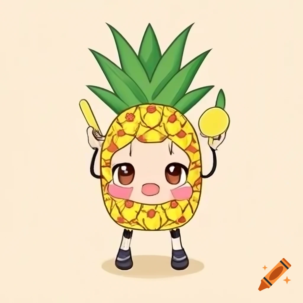 Anime character styled as a pineapple on Craiyon