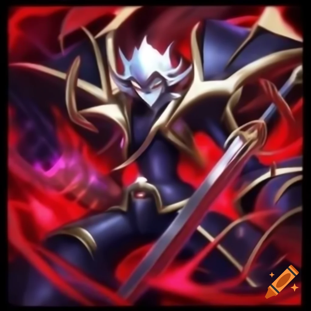 Ultimate Chaos soldier with sword and red magic effects in Yu-Gi-Oh art ...
