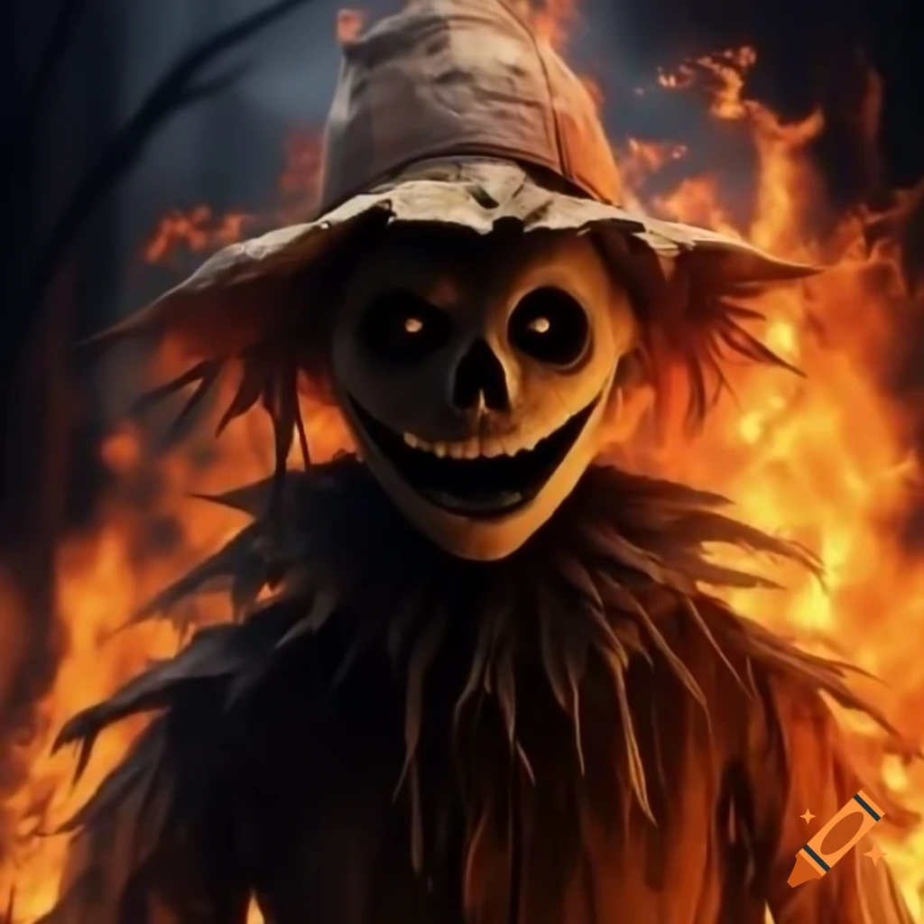 Scarecrow engulfed in flames on Craiyon