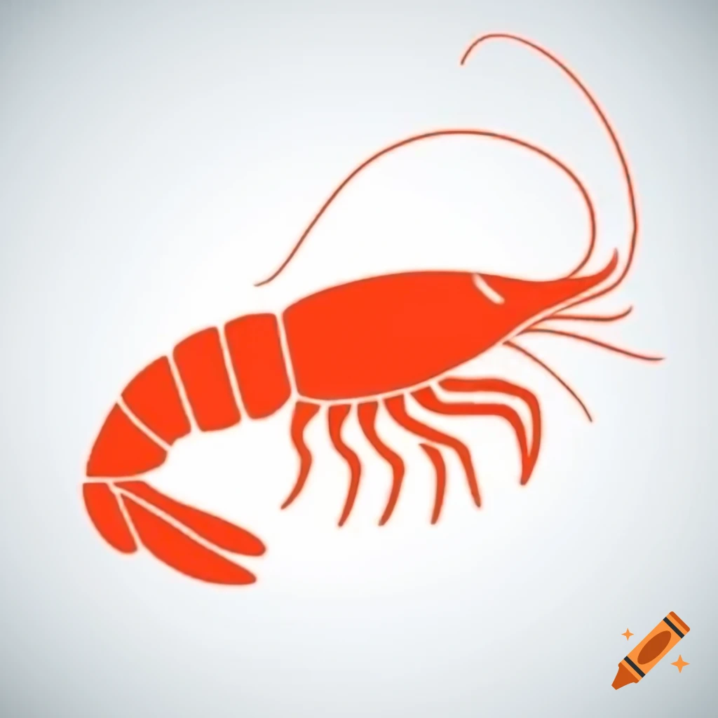 Simple shrimp silhouette on white background for vector usage on Craiyon