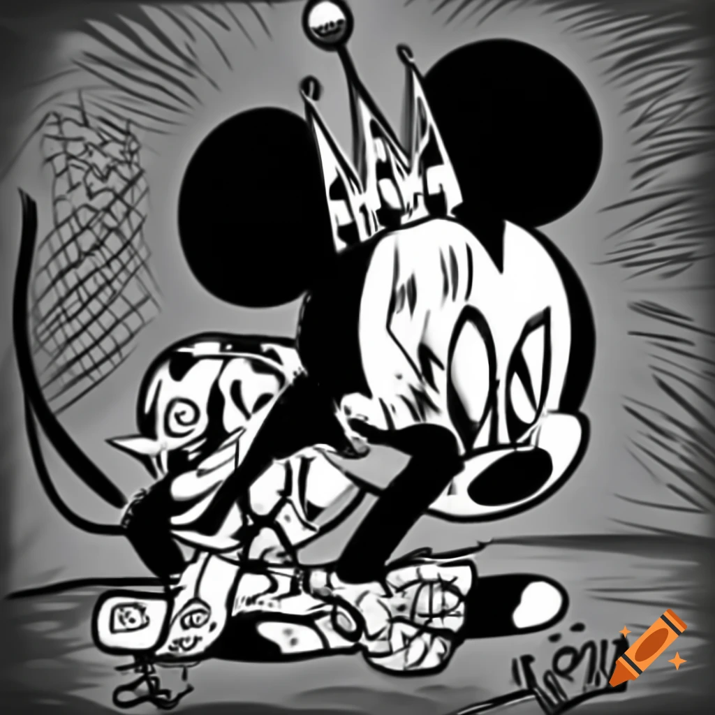 Comical black and white scribbled drawing of a troubled war survivor in ...