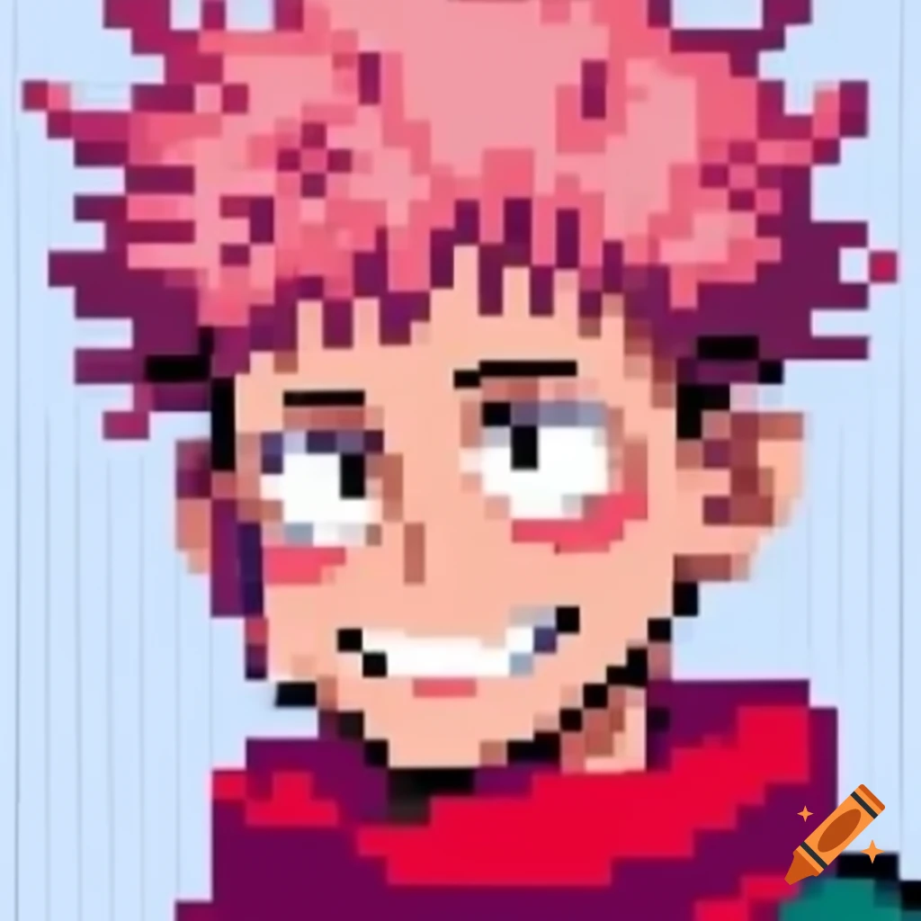 Pixelated portrait of Yuji Itadori on Craiyon