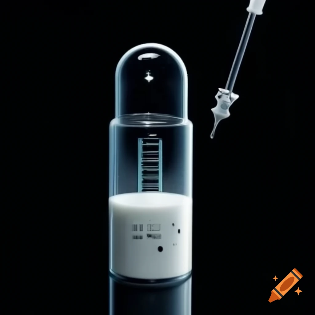 Futuristic handheld device designed to inject milk, detailed with ...