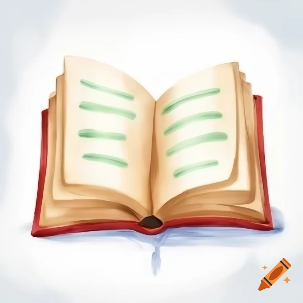 Cartoon open book on white background in watercolor style on Craiyon