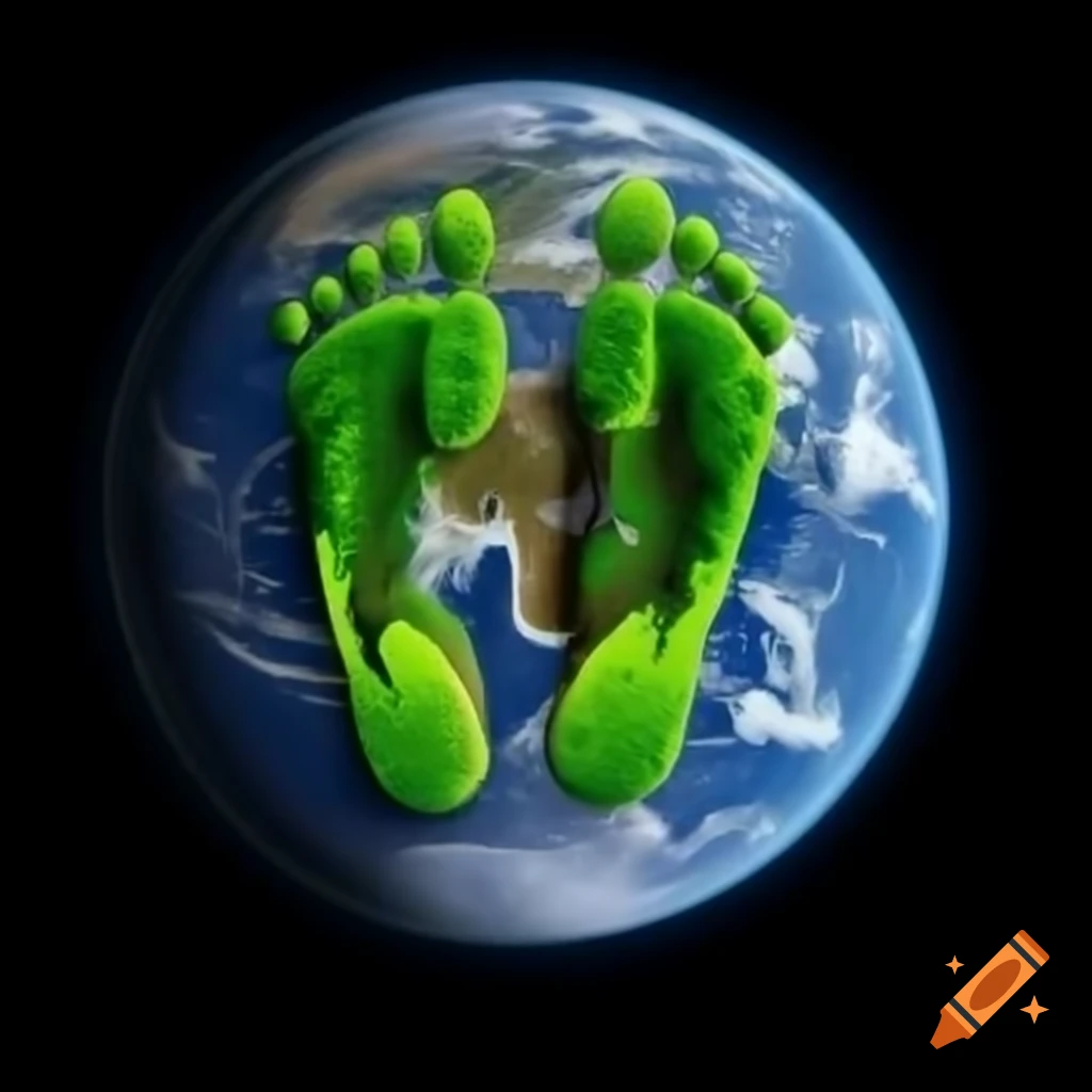 Green footprint on fresh earth indicating footsteps on Craiyon