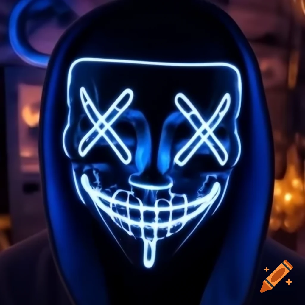 LED mask profile picture with hood, Xes eyes and sewed mouth, steampunk ...