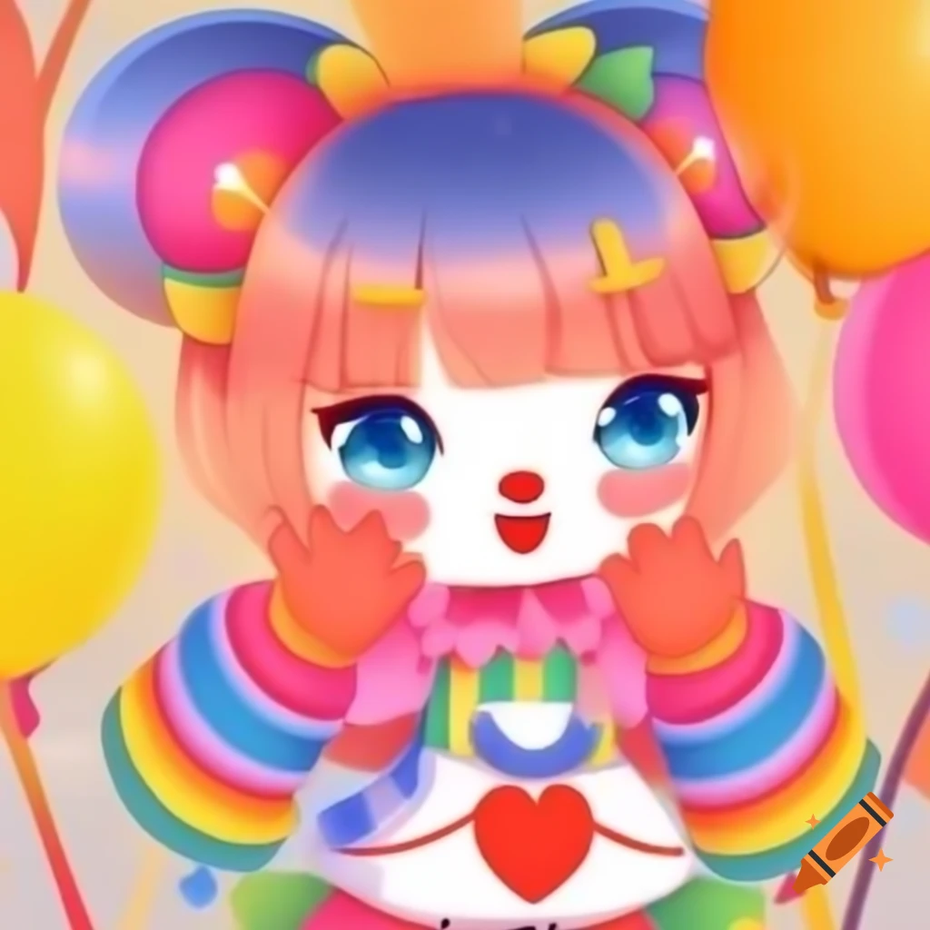 Cute anime chibi clown girl character on Craiyon