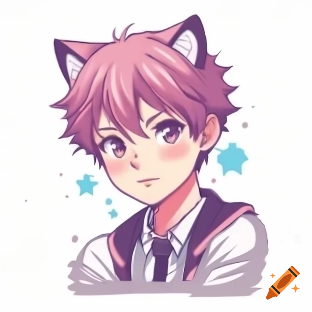 Catboy anime character illustration on Craiyon