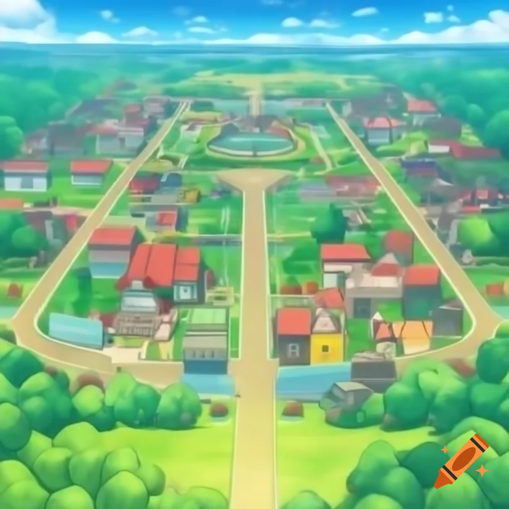 Charming Pokémon town with colorful buildings and vibrant atmosphere on ...