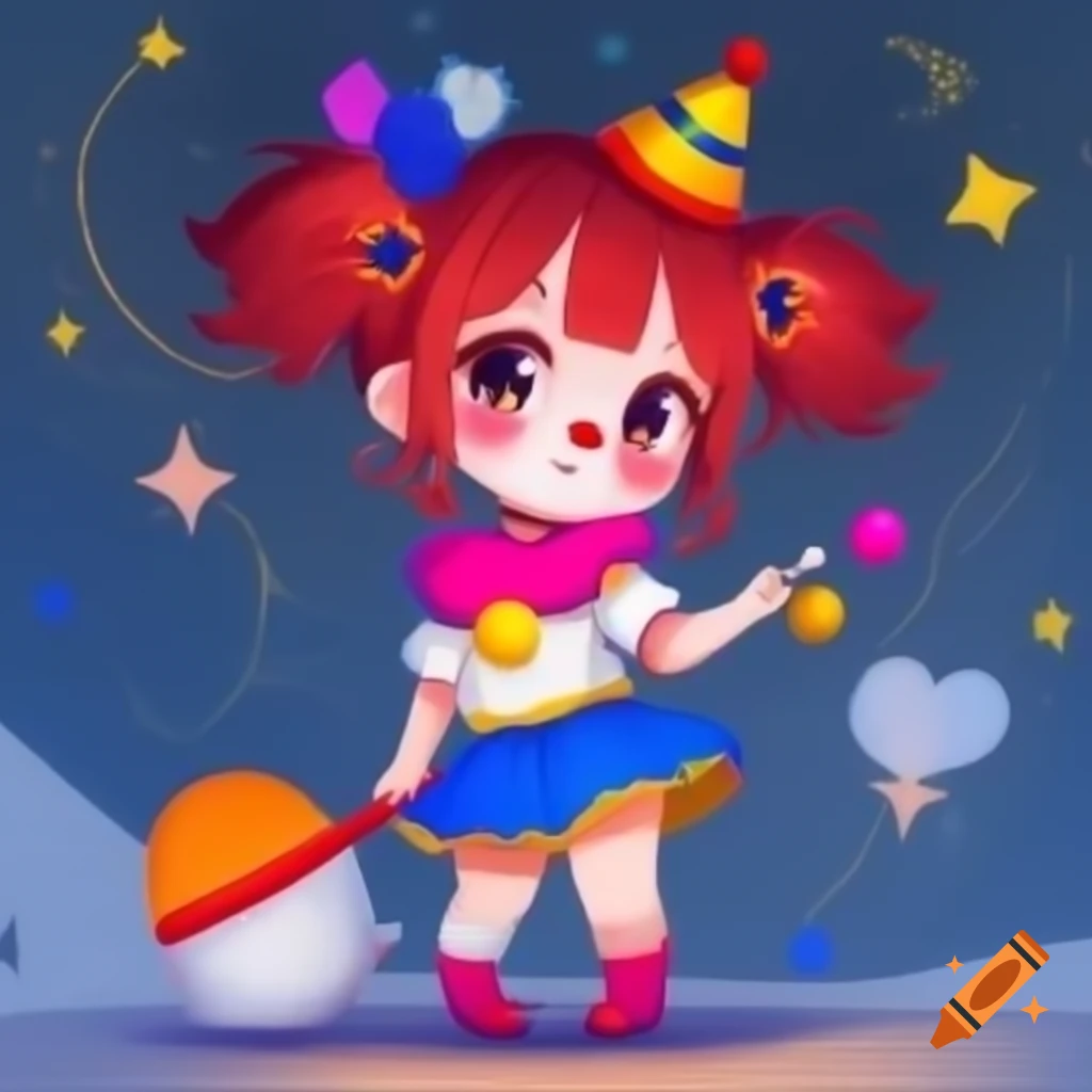 Cute anime chibi clown girl character on Craiyon