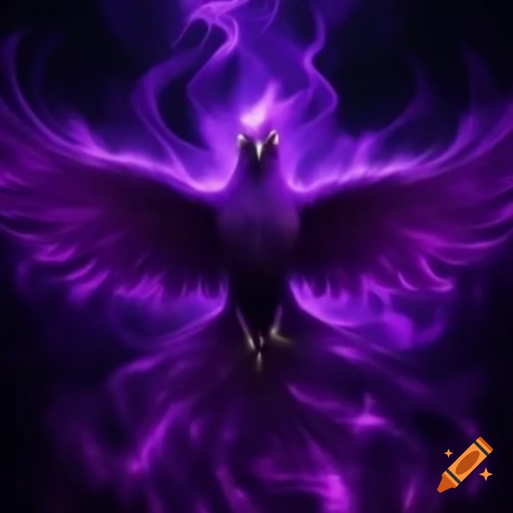 Electric purple phoenix with a fierce appearance on Craiyon