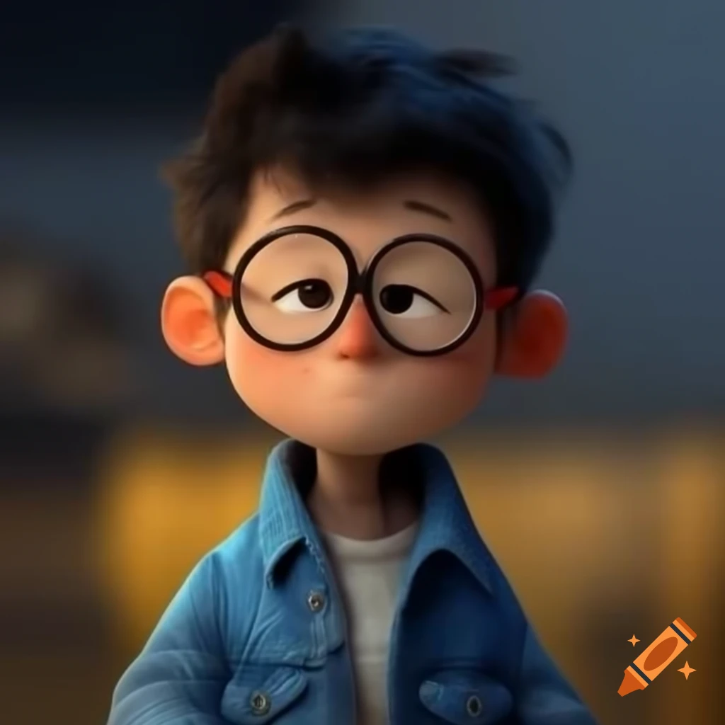 Boy wearing glasses on Craiyon