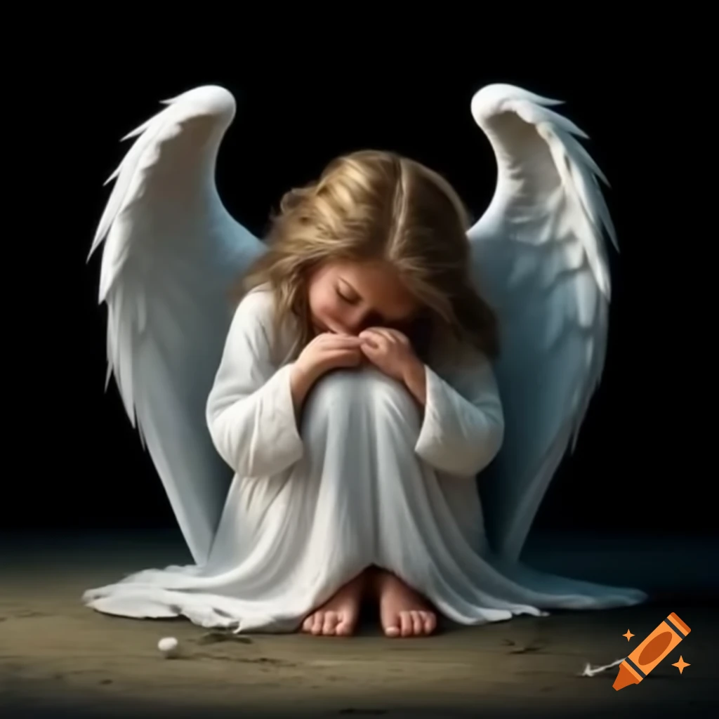 Sorrowful angel figure conveying emotion on Craiyon