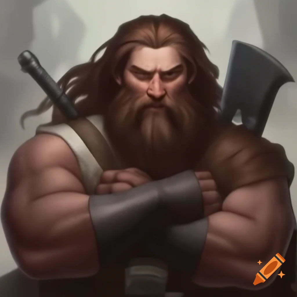 Robust man in his thirties with dark brown hair and muscular build on ...