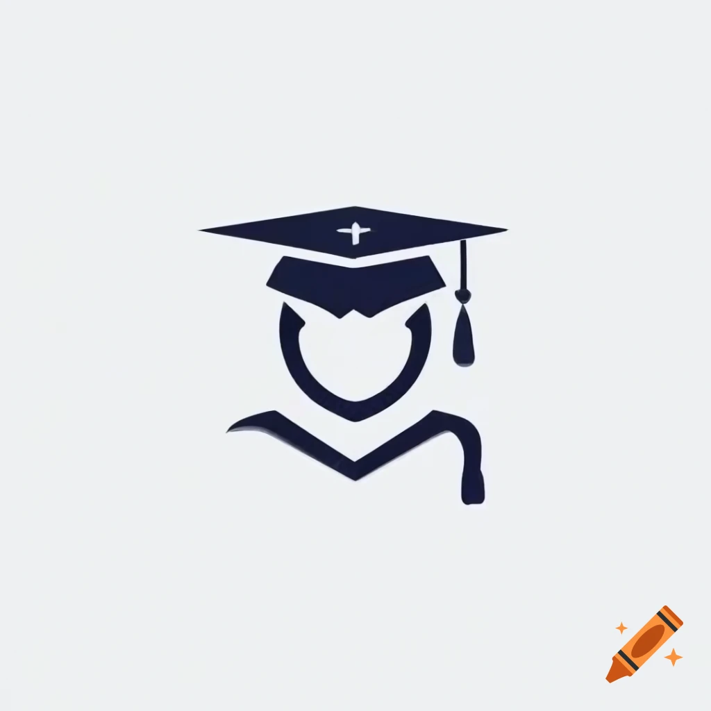 Logo featuring student and graduation cap with iq symbol on Craiyon
