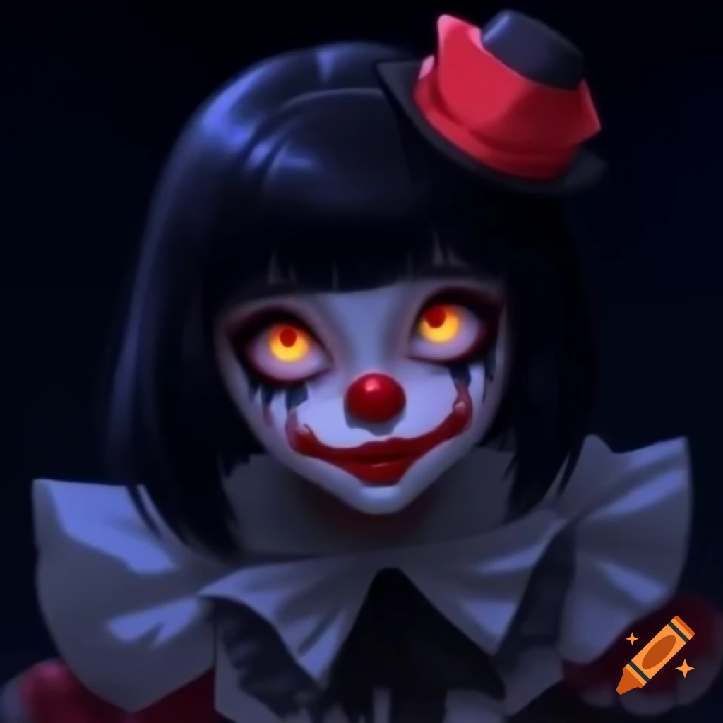 Dark anime clown girl character design on Craiyon