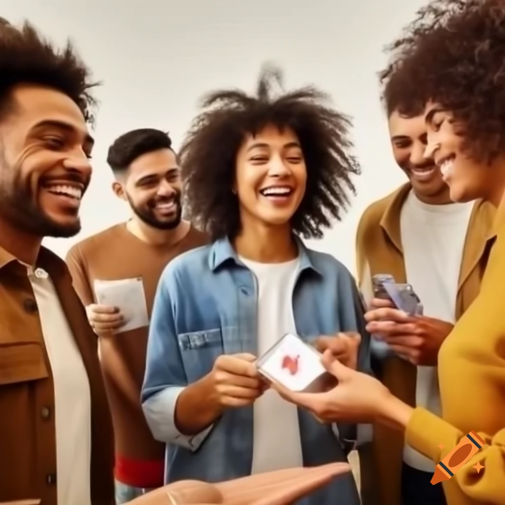 Happy customers engaging with brand or product on Craiyon