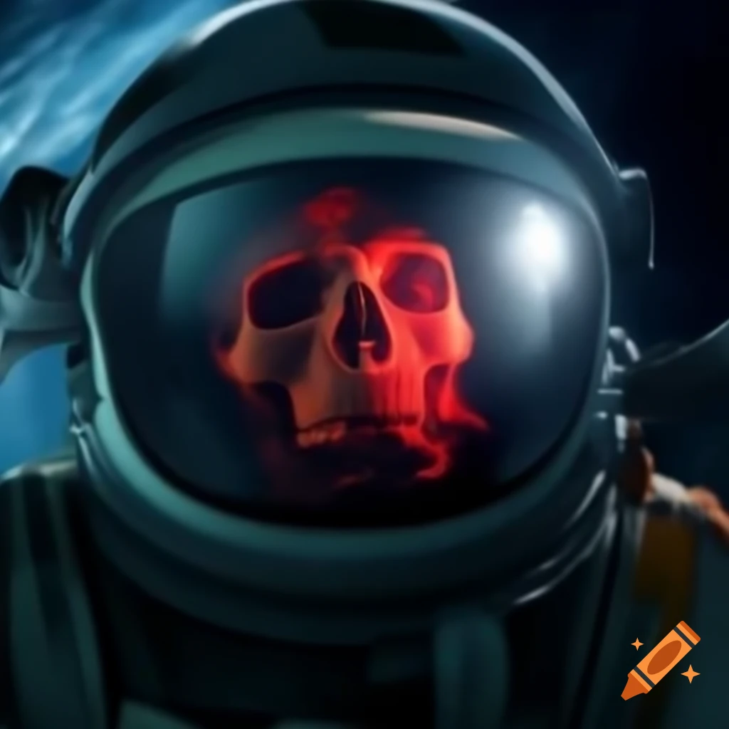 Automaton drifting through the straights of magellan in space with red ...
