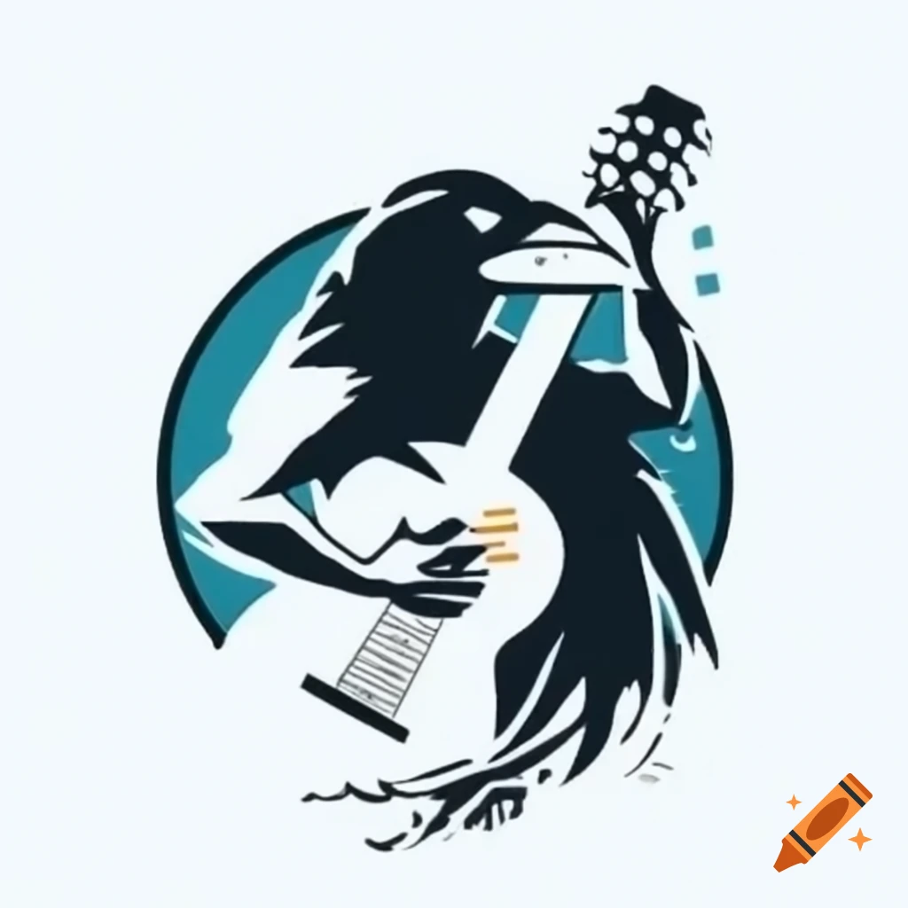 Music band logo featuring guitar-playing crow with nuts transforming ...