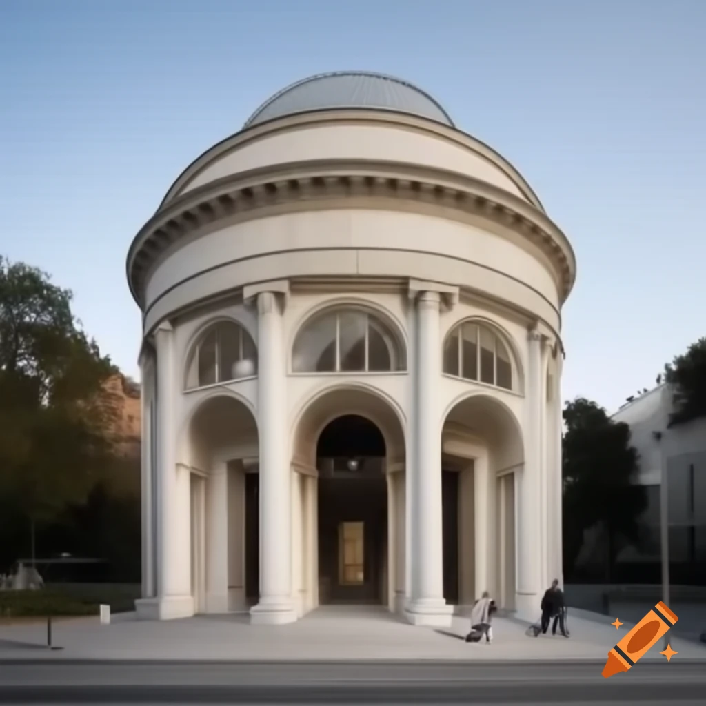 Classical facade design featuring stylobate, columns, entablature ...