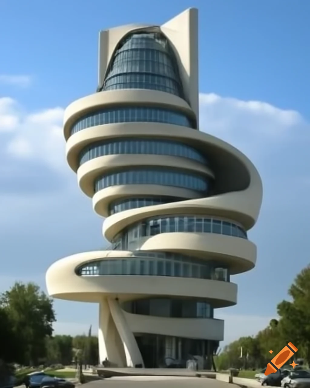 Surrealist architecture featuring an unusual house design on Craiyon