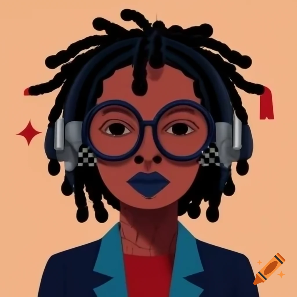 Cartoon of African American female office administrator with dreadlocks ...