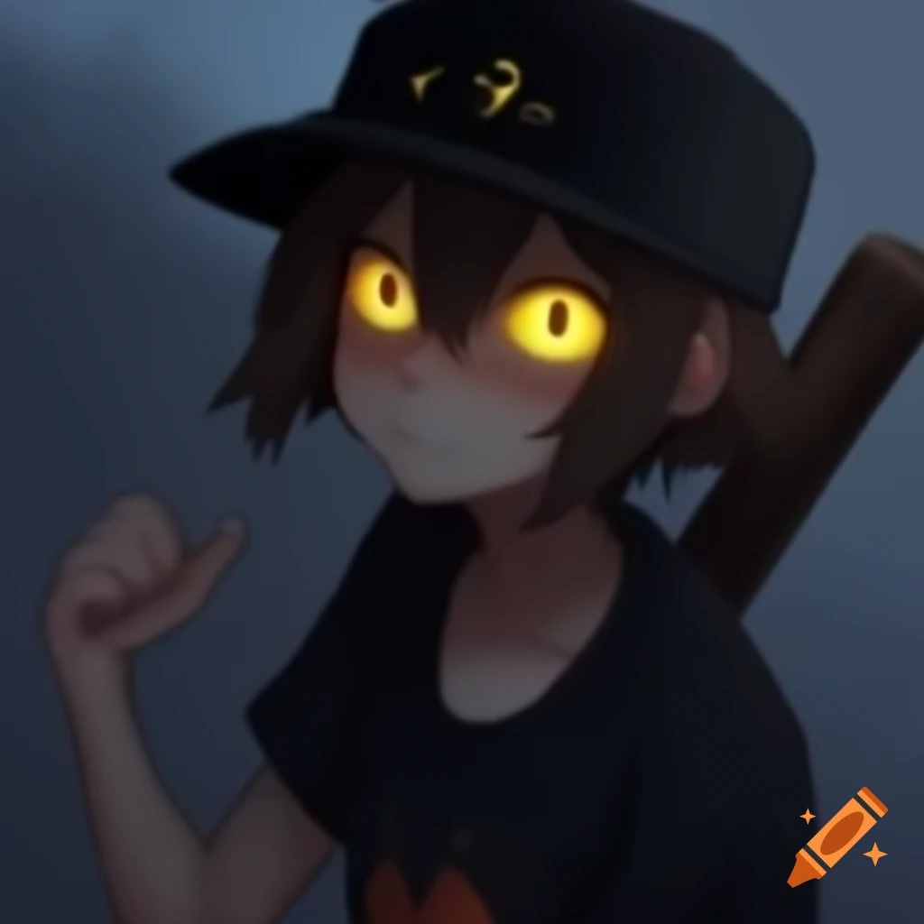 Older anime character niko, ripped clothes, black headband with glowing ...